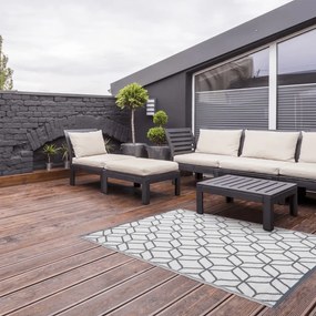 Esschert Design Venkovní Koberec 180 X 121 Cm Šedo-Bílý Oc25