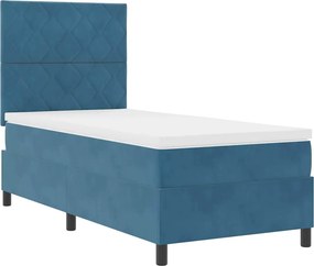 Postel s boxspringem s čelo Tmavě modrá 90 x 200 cm samet 3339876