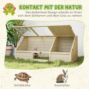 PawHut Krabička na želvy, venkovní výběh pro želvy, bezpodlahový design, snadno otevřitelné, dům pro želvy, přírodní
