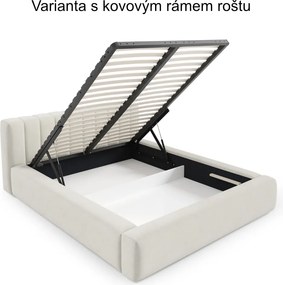 Čalouněná postel BORMINI, 160x200 cm, s úložným prostorem a roštem Úložný prostor: S kovovým rámem úložného prostoru, Barva látky Velutto: Světle hnědá (Velutto 30)