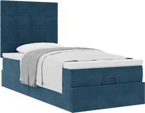 Osmanský rám postele s matracemi tmavě modrá 100x200cm samet 3313455