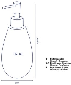 KELA Dávkovač mýdla Dots keramika šedohnědá 350 ml KL-23602