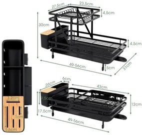 Costway Odkapávač na nádobí dvoupatrový, černý KC55230DK