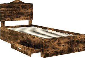 Rám postele s čelo Kouřový dub 70 x 190 cm Kompozitní dřevo 3413670