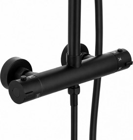Erga Dubaj, sprchový set s termostatickou baterií a hlavovou sprchou 30 cm, černá matná, ERG-YKA-BP.DUBAJ-THERM-30-BLK