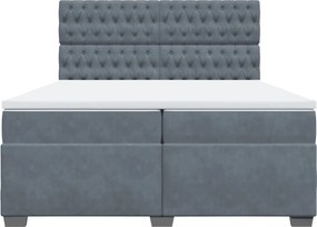 Box spring postel s matrací tmavě šedá 200x200 cm samet 3291009
