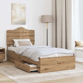 Rám postele s čelo Artisanový dub 90 x 200 cm Kompozitní dřevo 3413656