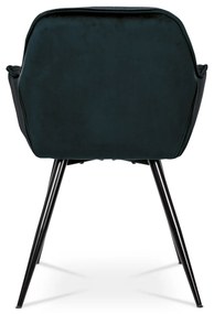 Autronic Jídelní židle, potah modročerná sametová látka, kovová 4nohá podnož, černý lak