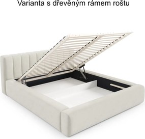 Čalouněná postel BORMINI, 120x200 cm, s úložným prostorem a roštem Úložný prostor: S kovovým rámem úložného prostoru, Barva látky Velutto: Černá (Velutto 20)