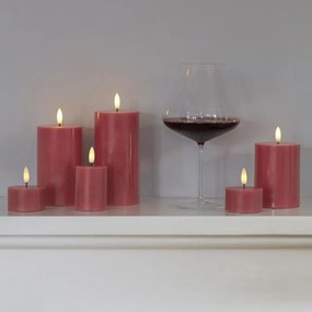 Sada LED čajové svíčky na baterie Sille Tealight, Ø 6 × 3,4 cm, tmavá švestka, z pravého vosku, balení 2 ks