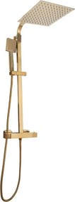 Erga Goba, sprchová souprava s termostatickou baterií a dešťovou hlavicí 25x25 cm, zlatá lesklá, ERG-YKA-BP.GOBA-THERM-25-GLD
