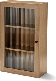 Tchibo - Nástěnná skříňka s dvířky s rýhovaným sklem - barva: hnědá