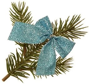 Vánoční ozdoba Mašle glitter 12 ks, modrá, 5,5 cm