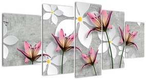 Abstraktní obraz květů na šedém pozadí
