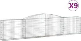 Klenuté gabionové koše 9 ks 400x30x80/100 cm pozinkované železo 3146860