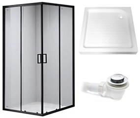 BPS-koupelny Čtvercový sprchový kout HYD-SK30B 90x90 černá/transparent + vanička HYD-SSV-SXL02B bílá