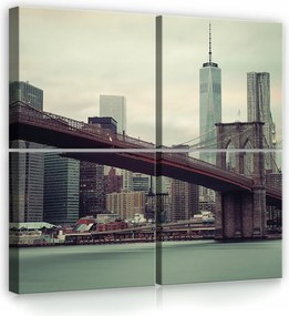 Obraz 50x50 New York Brooklynský most panorama mrakodrapy řeka krajina