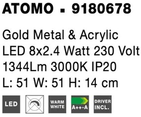 Stropní svítidlo LED se stmíváním Atomo 51 zlaté