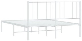 Kovový rám postele s čelem bílý 120 x 190 cm - Default Title