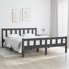Rám postele šedý masivní dřevo 140 x 200 cm,  810681