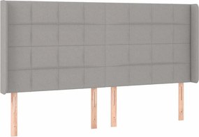 Čelo postele typu ušák světle šedé 203x16x118/128 cm textil 3119602