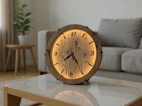 Li-Go "Pampeliška" světelné hodiny s powerbankou a pohybovým čidlem/dub světlý velikost svítidla/hodin: 31 cm
