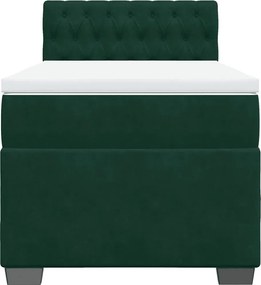 Box spring postel s matrací tmavě zelená 90x200 cm samet 3288519