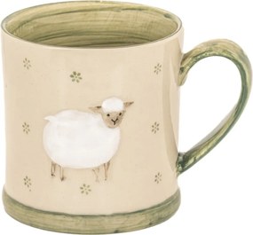 Zelený/béžový hrnek z kameniny 225 ml Sheep – Sass &amp; Belle