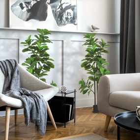 HOMCOM Sada 2 Umělých Rostlin Ficus Lyrata 180cm Vysoké s Květináčem, Velký Umělý Strom pro Dekoraci