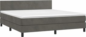 Box spring postel s matrací a LED tmavě šedá 160x200 cm samet 3134292