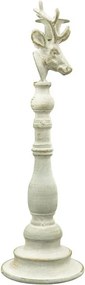 Šedý antik kovový svícen ArtFerro s jelenem - 13,5*13,5*43cm
