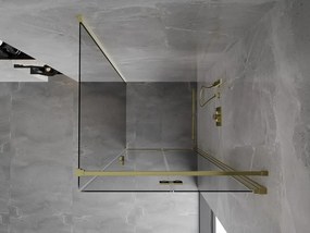 Mexen Mist-F T, 1-křídlý ​​skládací sprchový kout pravý 85 x 85 cm, čiré sklo, zlatý lesklý profil, 8A6T-085-085-50-00-P