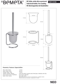 Bemeta Design NEO: WC štětka, na postavení, nerez, sklo -