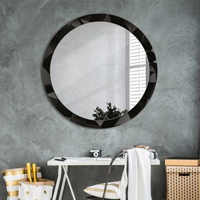 Kulaté zrcadlo tištěný rám Abstraktní černá fi 100 cm