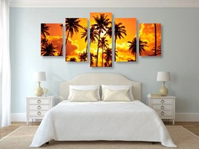 5-dílný obraz kokosové palmy na pláži Varianta: 200x100