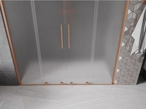 Mexen Velar Duo, posuvné sprchové dveře do otvoru 200 cm, 8mm sklo námraza, měděná matná, 871-200-000-32-65
