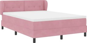 Postel s boxspringem s čelo Růžová 140 x 190 cm samet 3340387