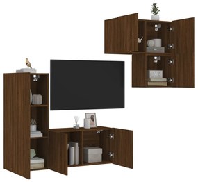 4dílná obývací stěna hnědý dub kompozitní dřevo