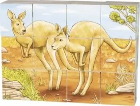 GOKI Dřevěné kostky Australská zvířátka / 12 kostek / od 3 let