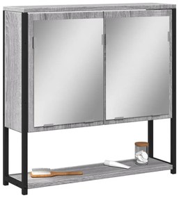 Petromila Koupelnová skříňka se zrcadlem šedá sonoma 60x16x60 cm kompozit
