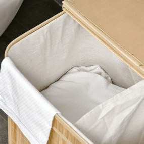 HOMCOM Koš na prádlo s víkem 90 L, sběrač prádla s rukojetmi, 2 odnímatelné tašky, skládací, koš na prádlo do praní do prádelny, ložnice, koupelny