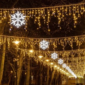 Easy Fix venkovní LED rampouchy, světelné krápníky, 300 × 90 cm, teple bílá s FLASH, 174 diod, bílý kabel, IP67, prodlužovací