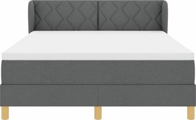 Postel s boxspringem s čelo Tmavě šedá 140 x 200 cm textil 3340277