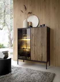 PSK Vitrína SANTAL, Černá/Dub Votan 104 cm