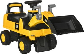 HOMCOM jezdící bagr s lopatou a klaksonem, úložný prostor pro děti od 12 měsíců, žlutočerný 85x27.5x47.5cm | Aosom.de