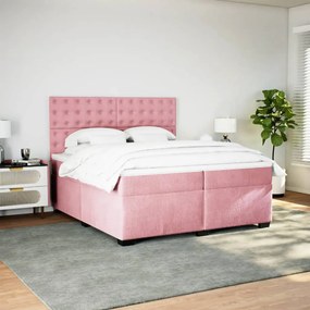 Box spring postel s matrací růžová 200x200 cm samet 3291019