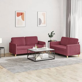 2dílná sedací souprava s poduškami vínová textil 3202092