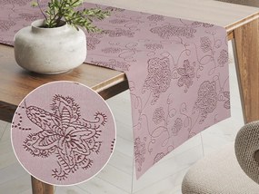 Biante Teflonový běhoun na stůl TF-077 Květované ornamenty na starorůžovém 20x120 cm
