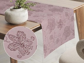 Biante Teflonový běhoun na stůl TF-077 Květované ornamenty na starorůžovém 35x160 cm