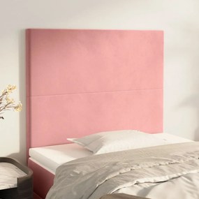 Čelo postele růžové 100x5x118/128 cm sametové 3116099